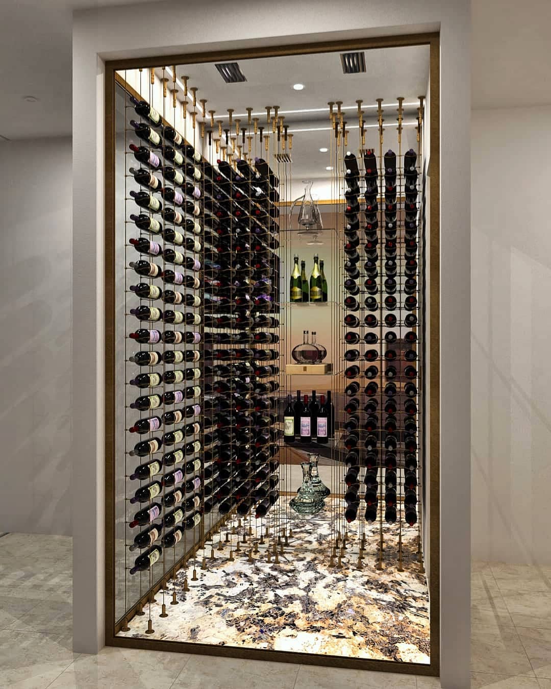 Gold Wine Rack Wall Display - Floating Wine Racks